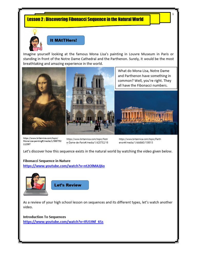 Lesson 2 - Fibonacci Sequence | PDF | Elementary Mathematics | Mathematics