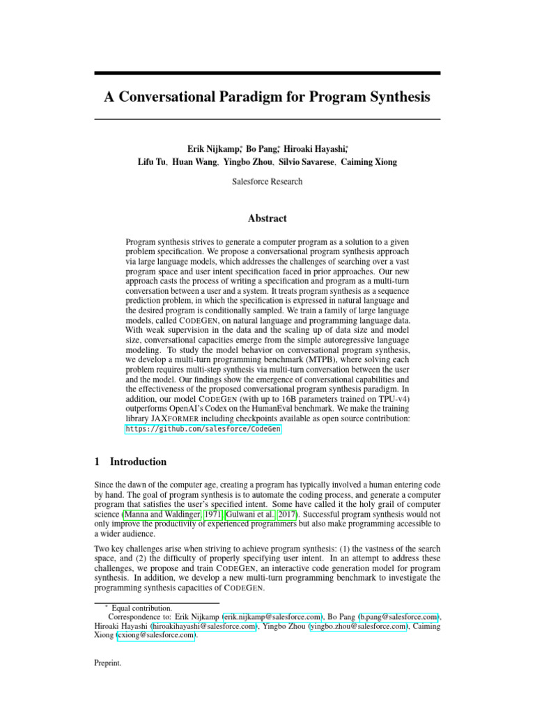 A Conversational Paradigm For Program Synthesis | PDF | Computer ...