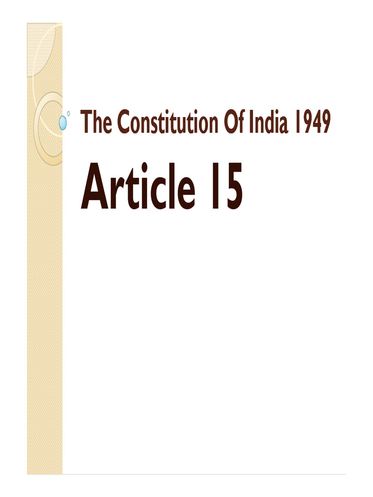 Article 15: Prohibition of Discrimination | PDF | Discrimination ...