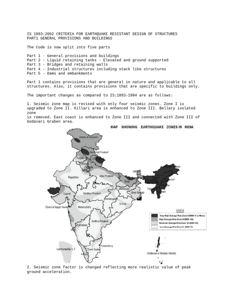 IS 1893:2002 Earthquake Design Criteria | PDF | Earthquake Engineering ...