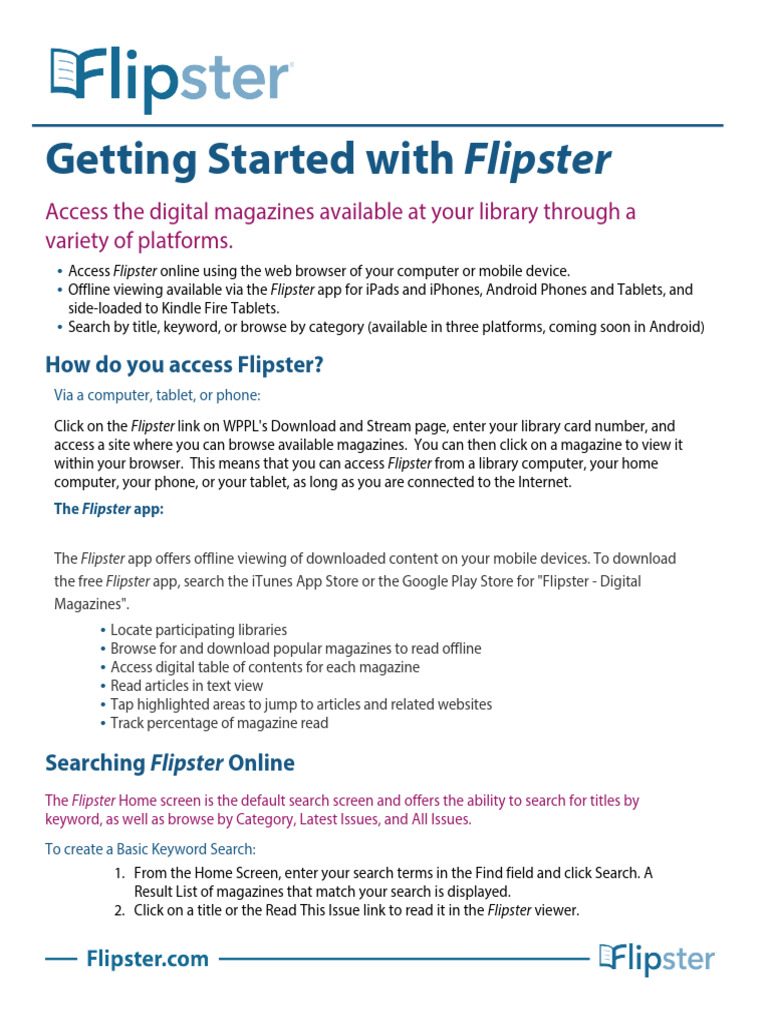 Accessing Flipster Digital Magazines | PDF