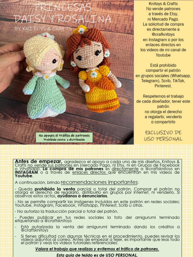 Knitoys Crafts - Princess Daysi and Rosalia | PDF | Mario | Amigurumi