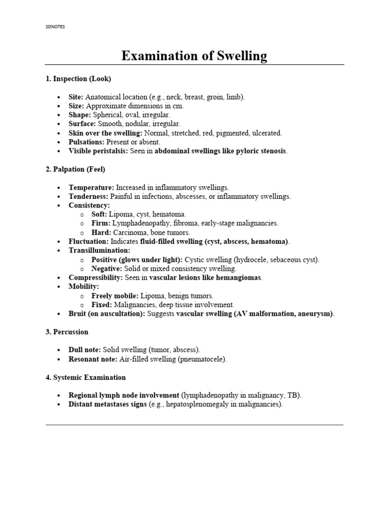 Swelling Diagnosis and Case Studies | PDF | Cancer | Sarcoma