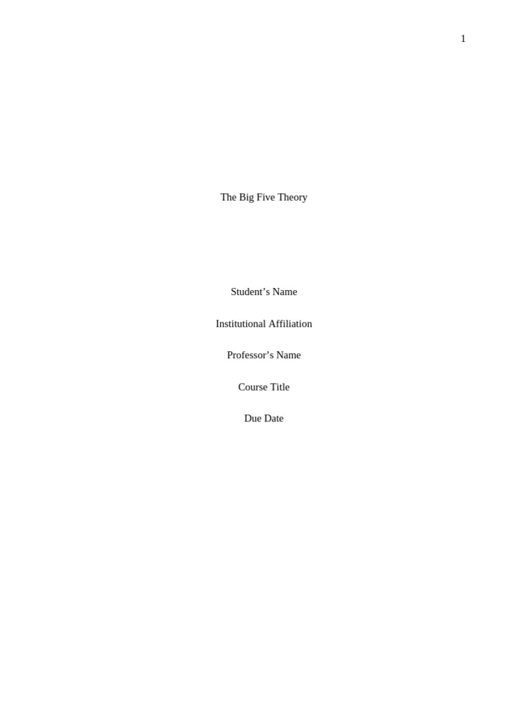 Understanding the Big Five Theory | PDF