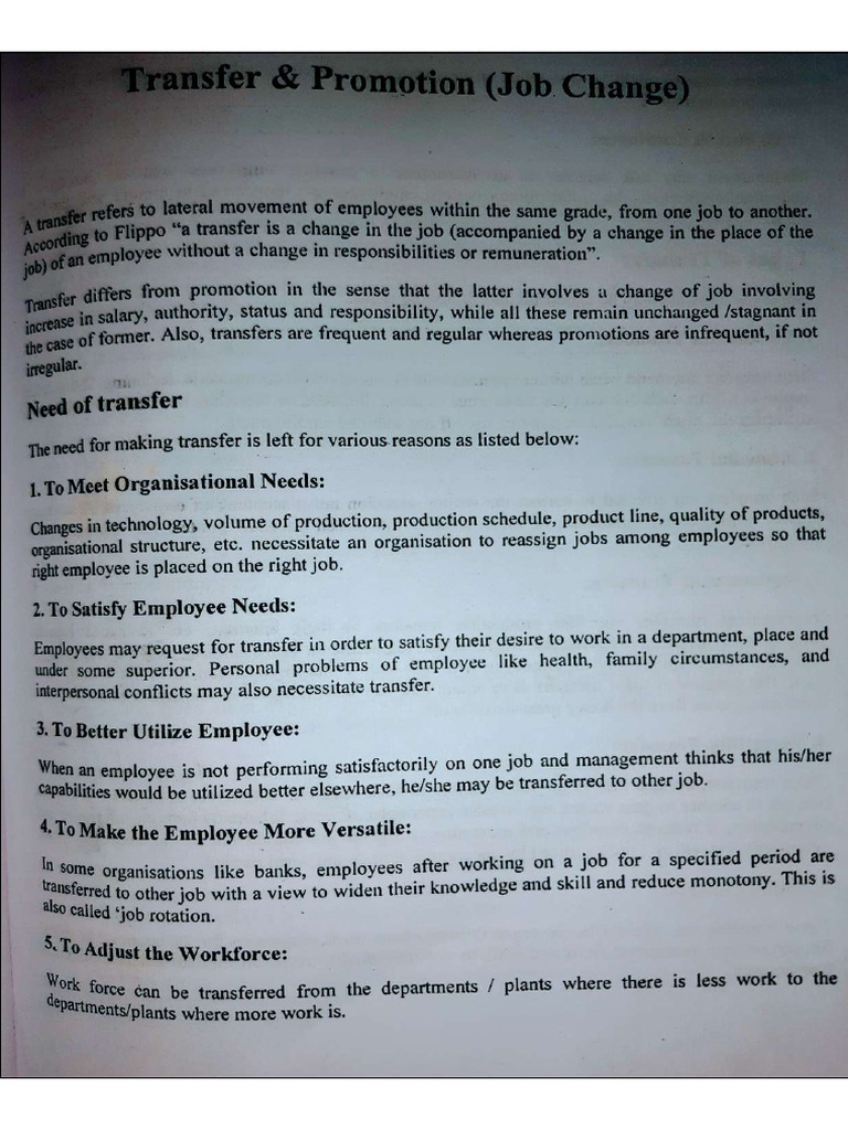 Transfer and Promotion Compressed | PDF