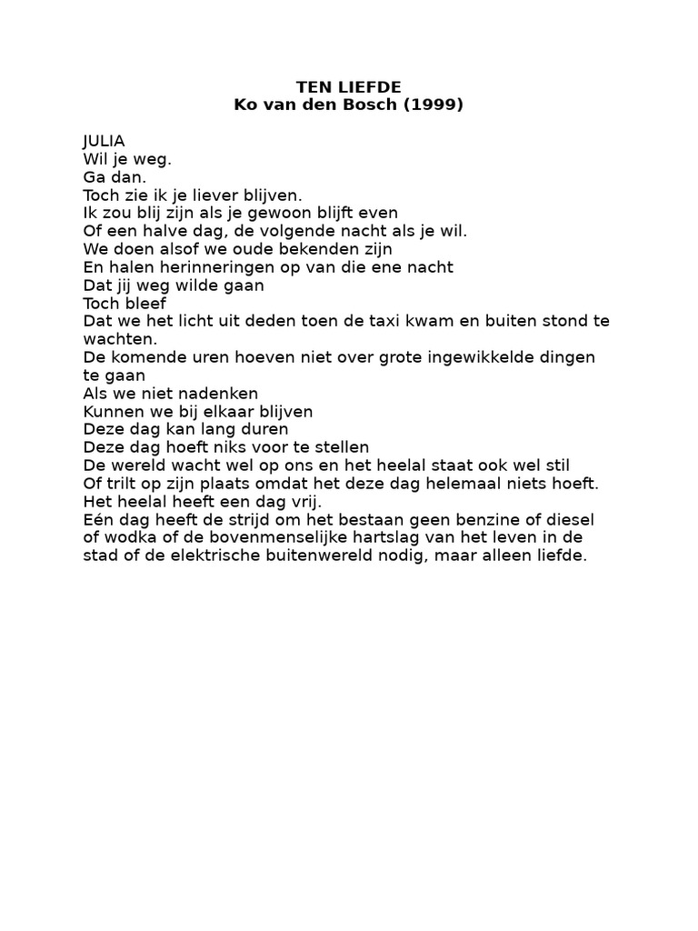 Monoloog Ten Liefde | PDF