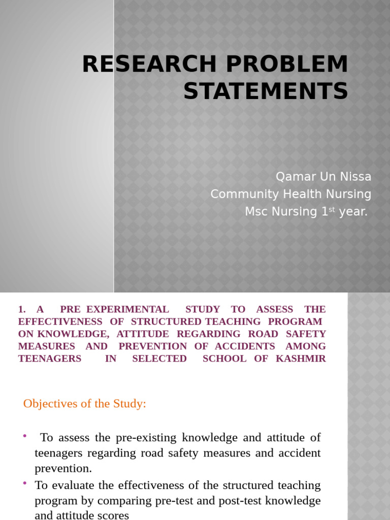 Research Problem Statements | PDF | Premenstrual Syndrome | Antimicrobial Resistance