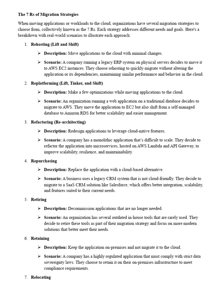 7 Rs of Cloud Migration Strategies | PDF | Cloud Computing | Software ...