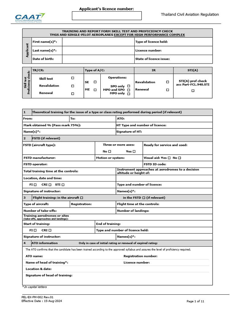 Thailand Aviation Skill Test Form | PDF | Instrument Flight Rules ...
