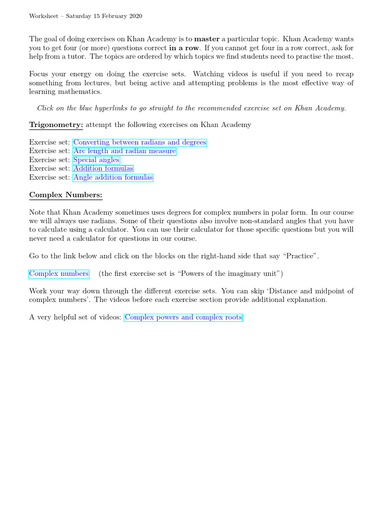 Khan Academy Math Practice Worksheet | PDF