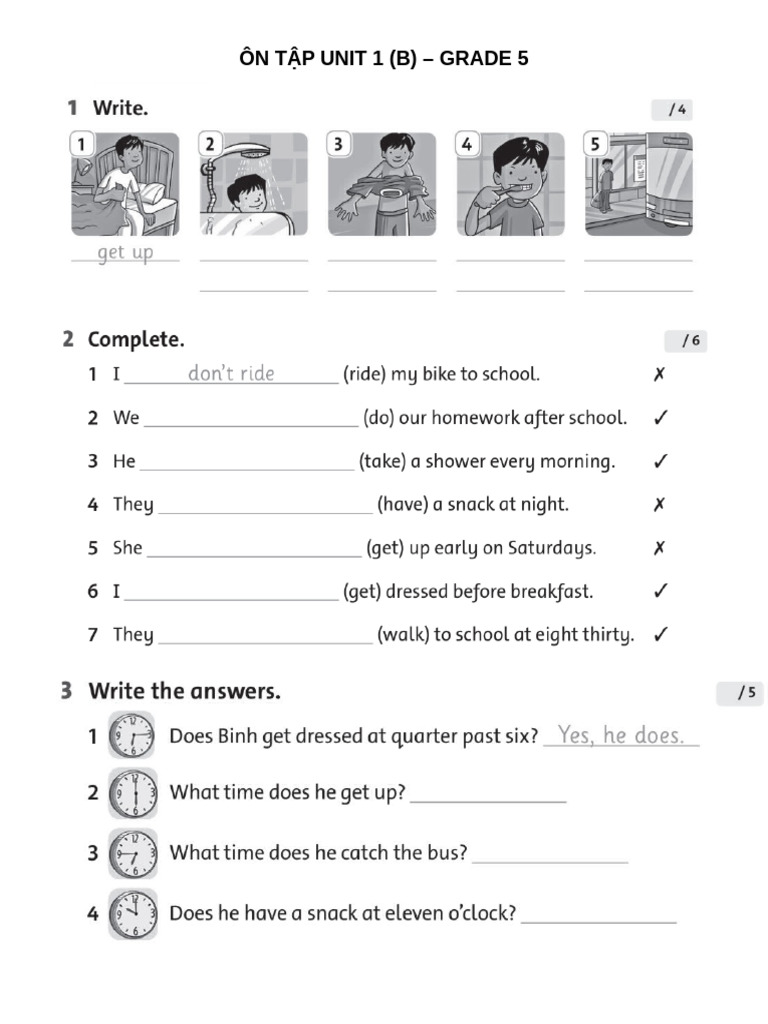 ÔN TẬP UNIT 1 (B) - LỚP 5 | PDF