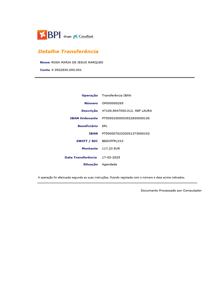 Comprovativo TransferenciaIBAN | PDF