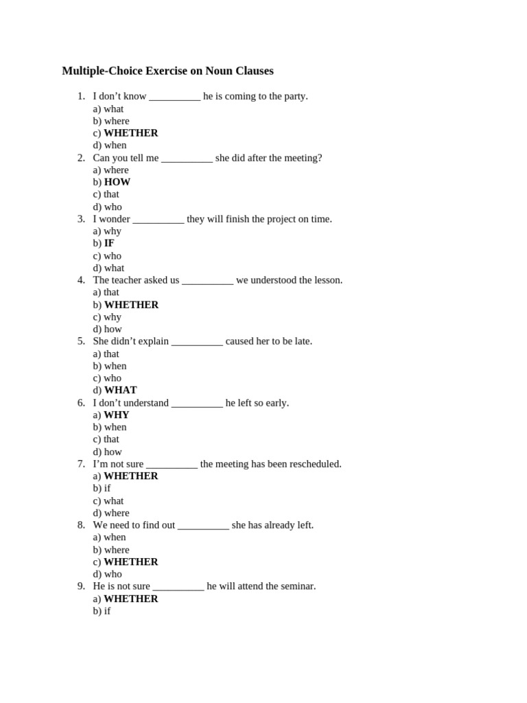 Noun Clause-Embedded Questions | PDF