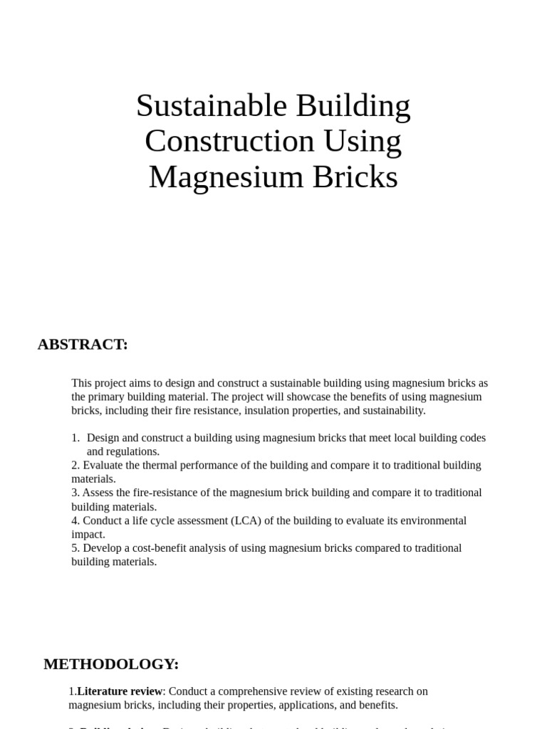 Sustainable Building Construction Using Magnesium Bricks | PDF | Brick ...