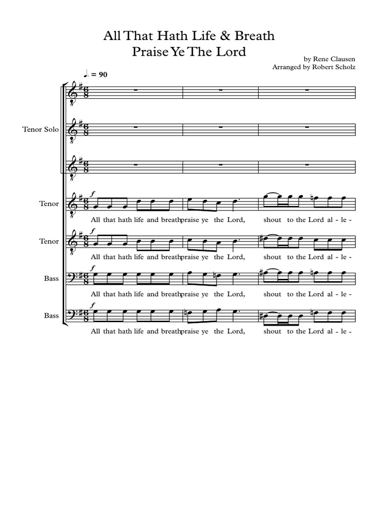 All That Hath Life & Breath Praise Ye The Lord - Full Score | PDF