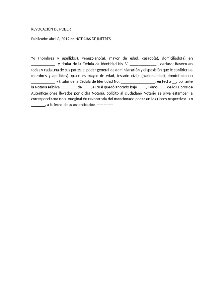 Revocación de Poder | PDF