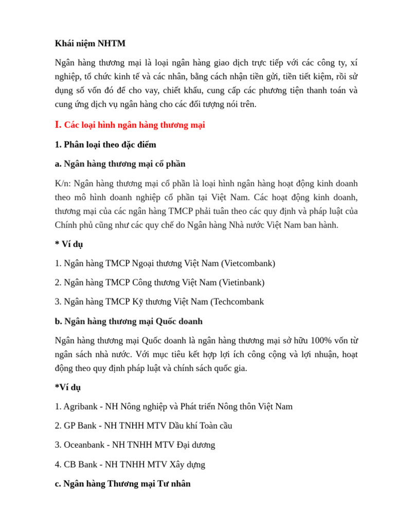 Phân Lo I NHTM | PDF