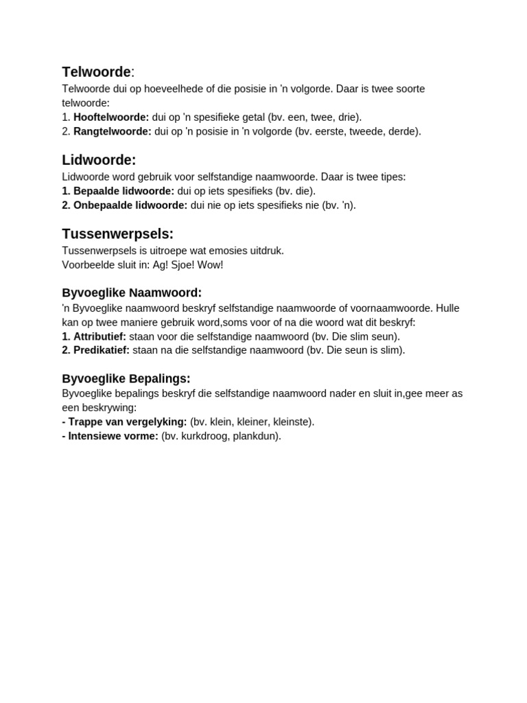 Opsommings_ Afrikaans | PDF