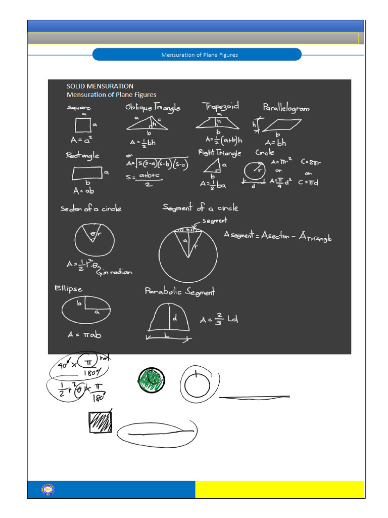 Solid Mensuration of Plane Figures Sample Problem | PDF