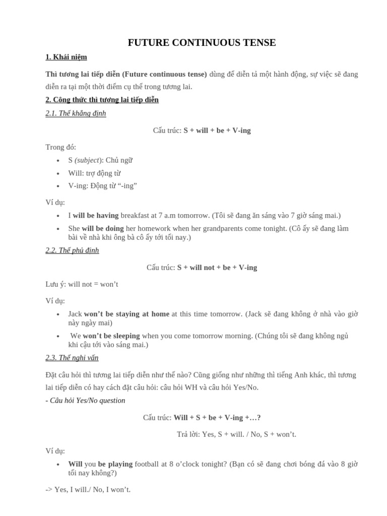 Future Continuous Tense | PDF