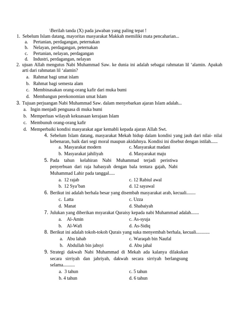 Soal SKI VI Ganjil 2024 | PDF