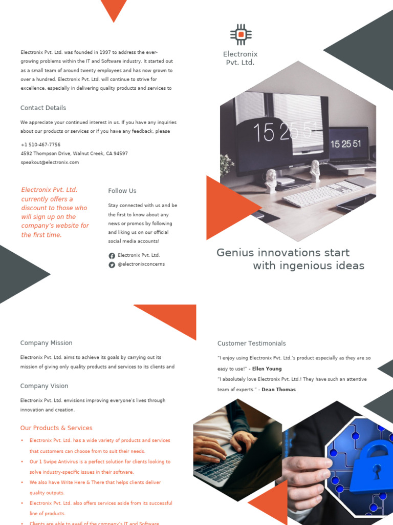 Diptico Template for Electronix Pvt. Ltd. | PDF | Innovation | Human ...