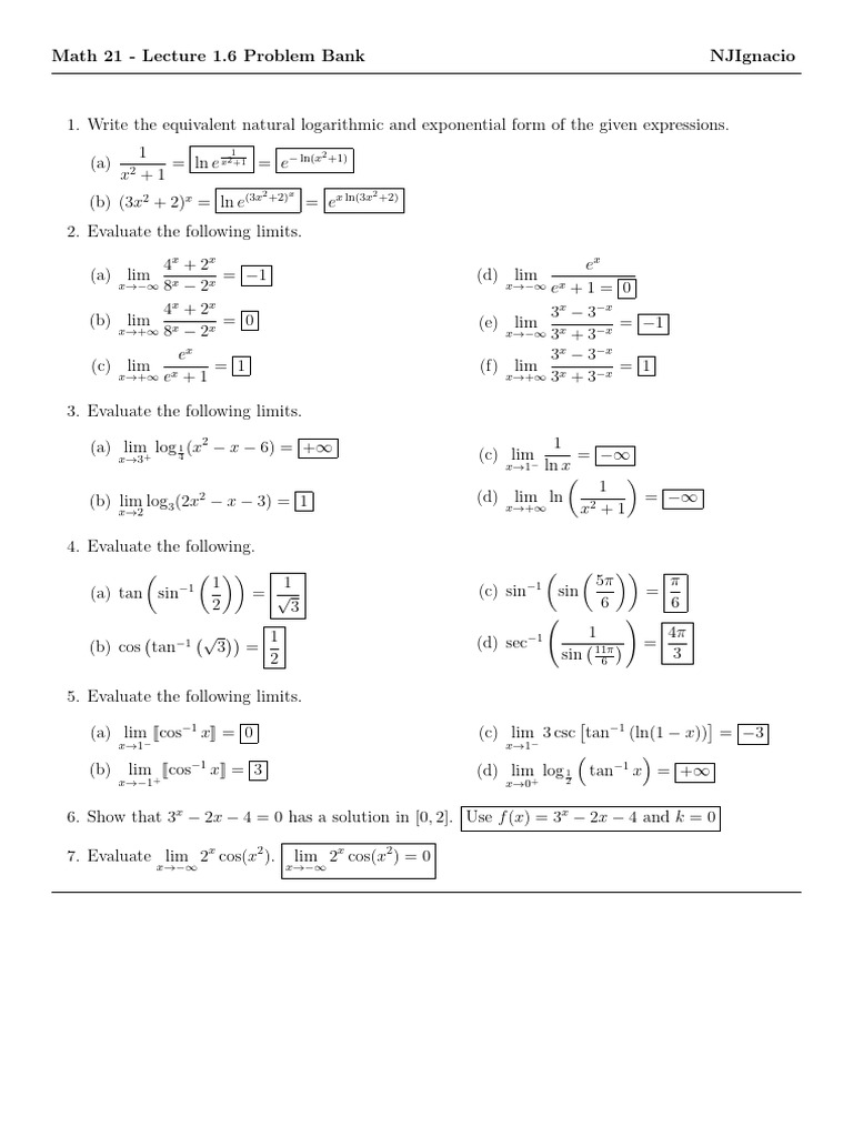 Lecture-1.6-AnsKey | PDF | Mathematics | Complex Analysis