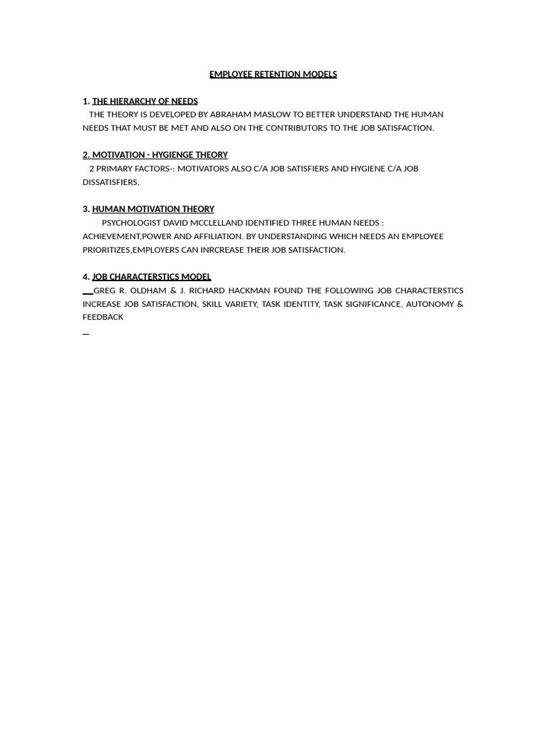 Employee Retention Theories | PDF
