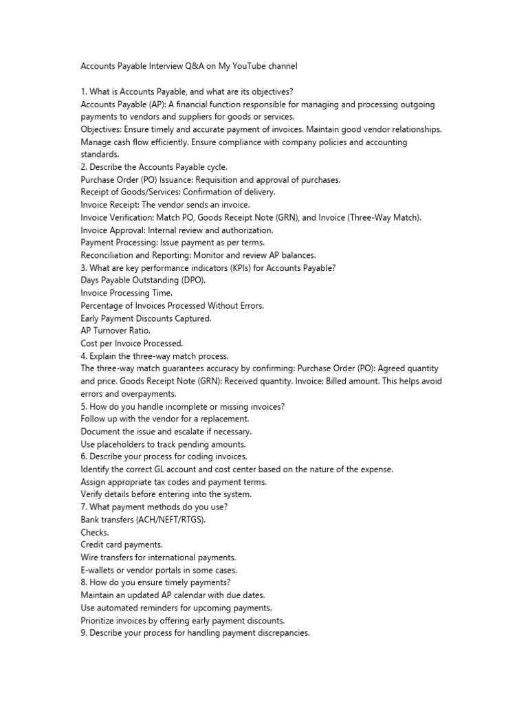 Account Payable Question | PDF | Accounts Payable | Invoice