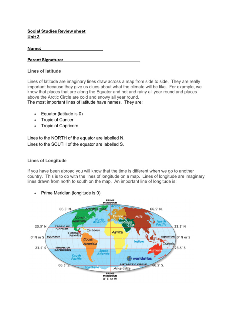 Social Studies: Latitude and Longitude Guide | PDF | Map | Latitude