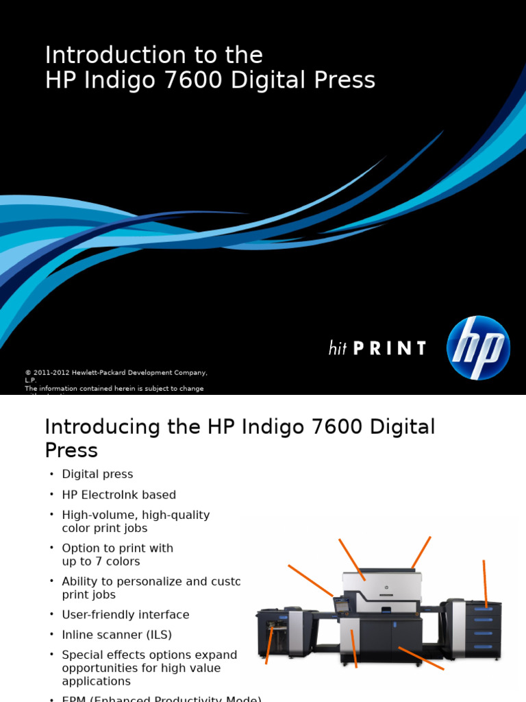 HP Indigo 7600 Digital Press Overview | PDF | Image Scanner