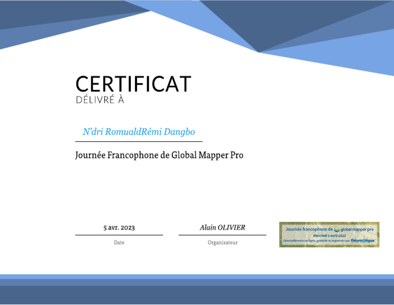 Certificat Global Mapper | PDF