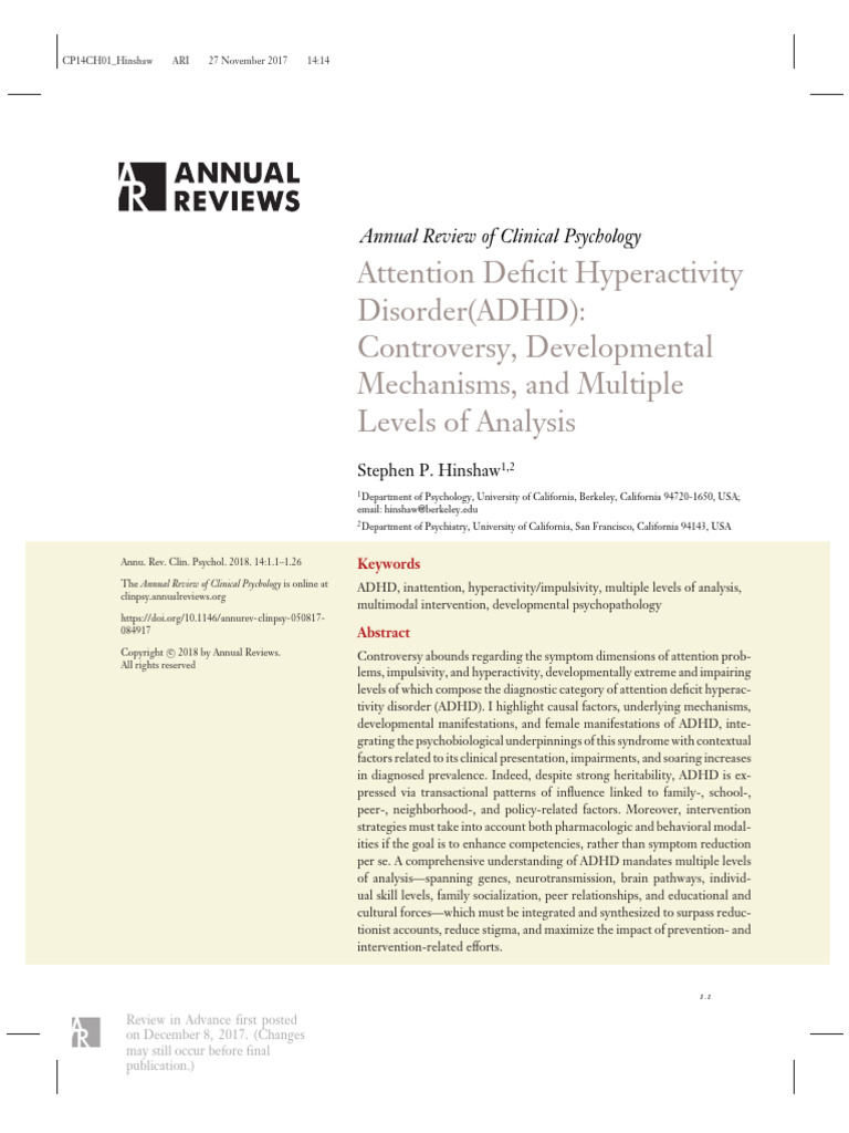 Hinshaw - 2018 - Attention Deficit Hyperactivity Disorder (ADHD ...