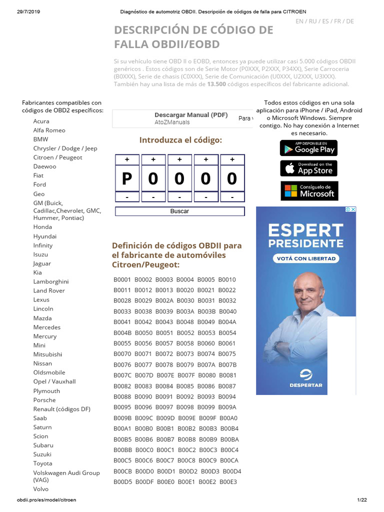 Codigos de Falla Para CITROEN PEUGEOT | PDF