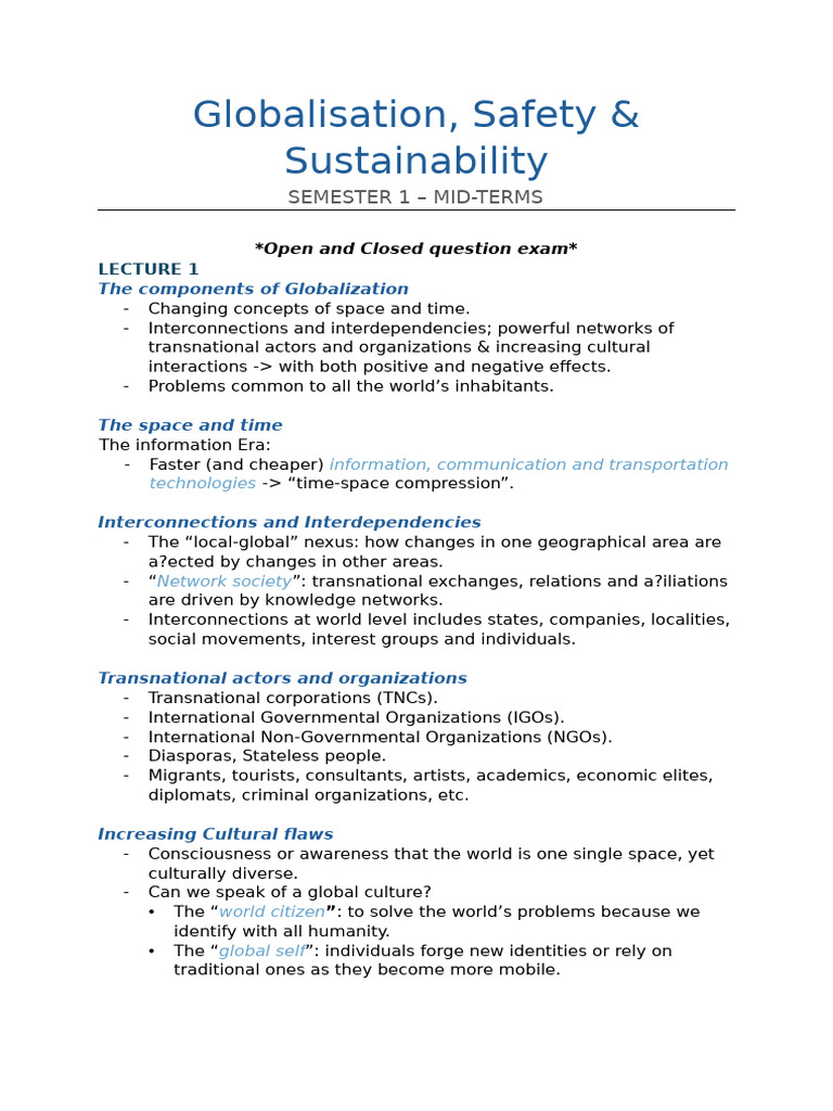 Globalisation, Safety & Sustainability | PDF | Sustainability | Sustainable Development