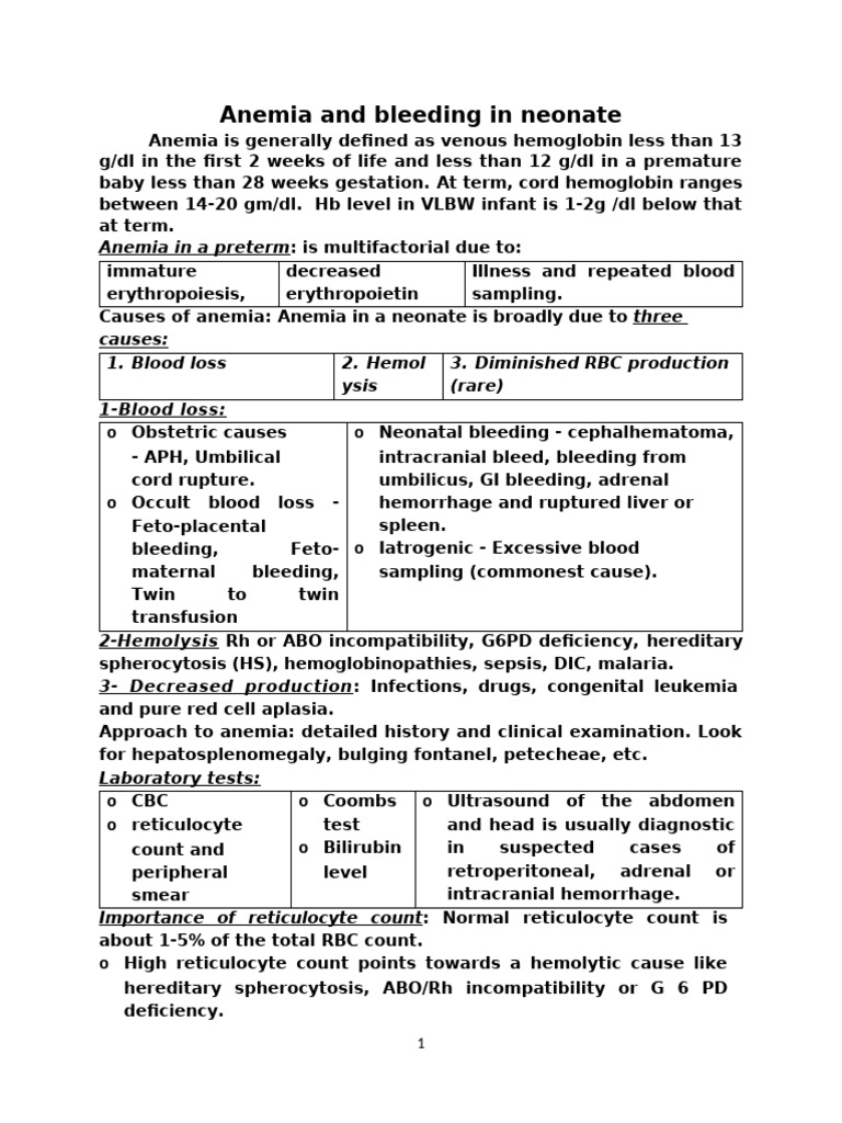 Anemia and Bleeding Check List-12 | PDF | Anemia | Red Blood Cell