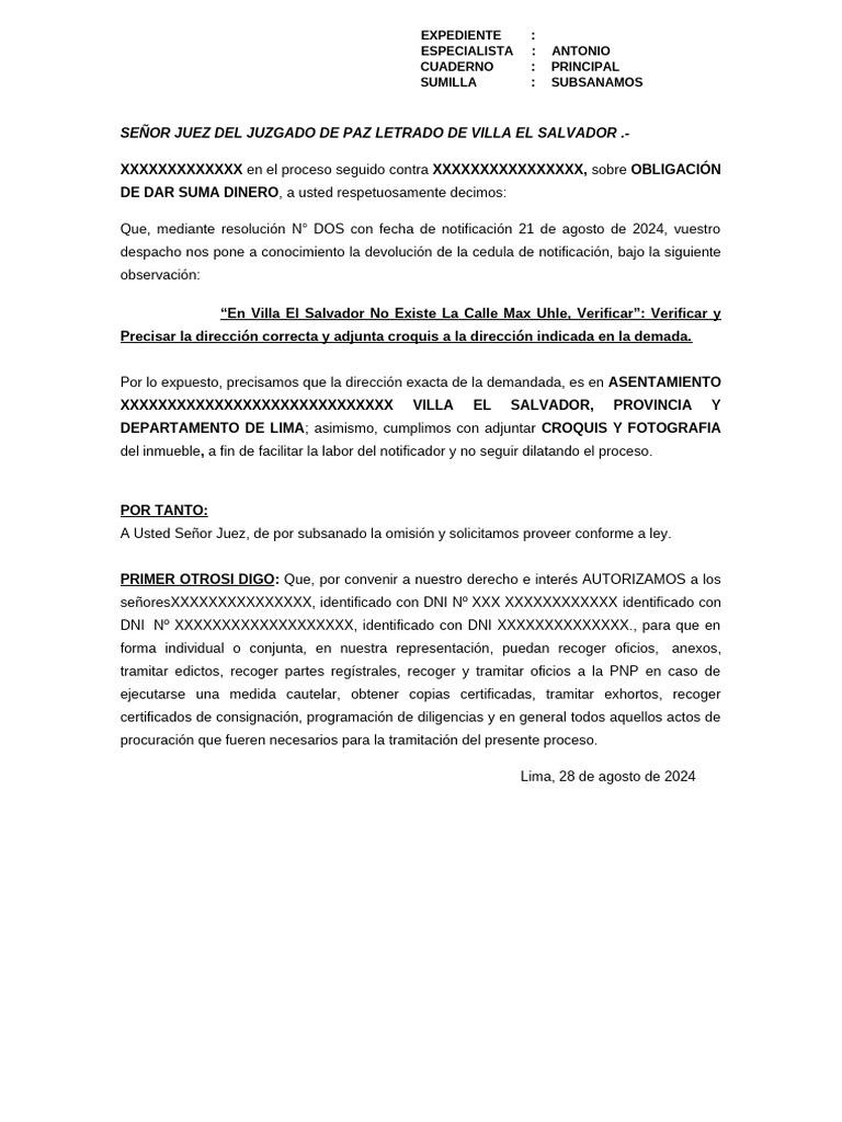 Escrito Modelo 5 | PDF