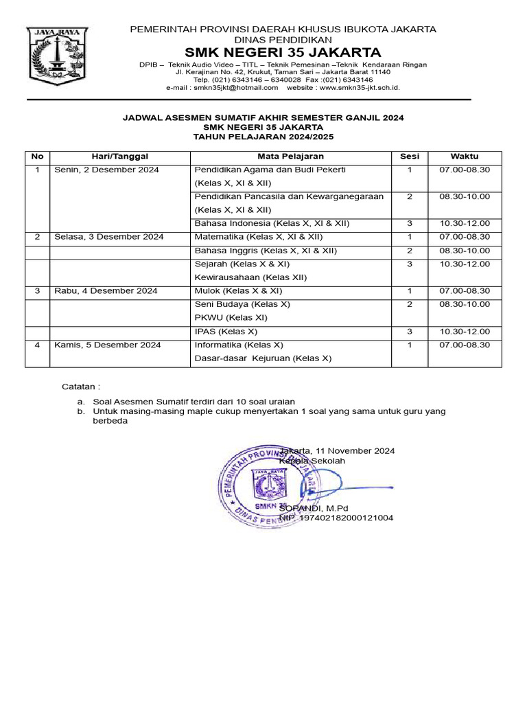 Asesmen Sumatif Akhir Semester Ganjil 2024-2025 | PDF