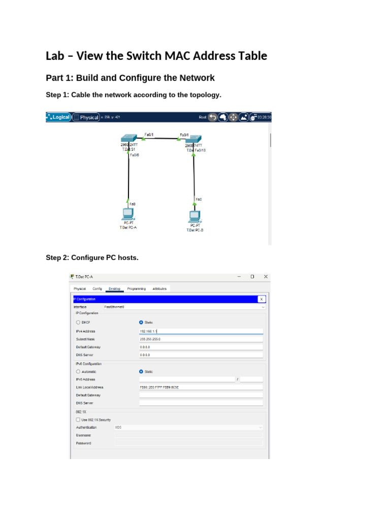7.3.7 Lab - View The Switch MAC Address Table | PDF