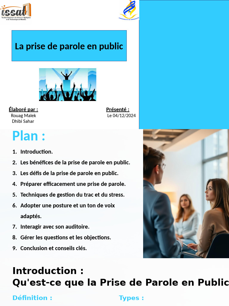 Rouag Malek Et Dhibi Sahar Exposé Sur La Prise de Parole en Public | PDF