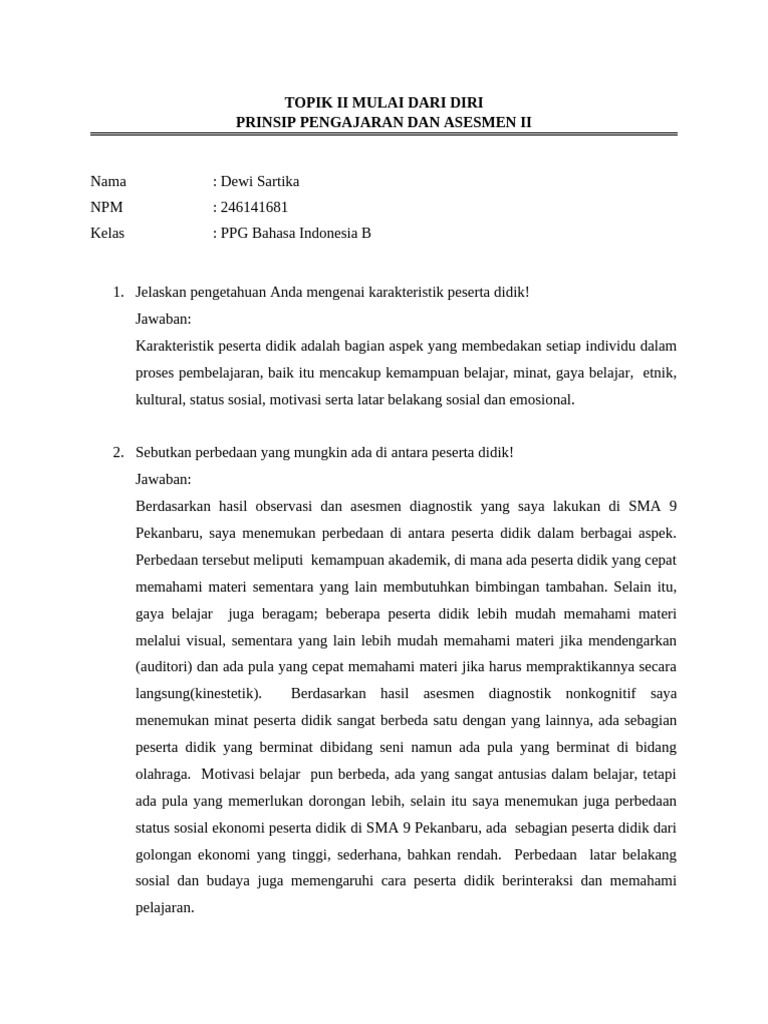 Topik Ii Mulai Dari Diri Asesmen 2 Navigasi 2 | PDF