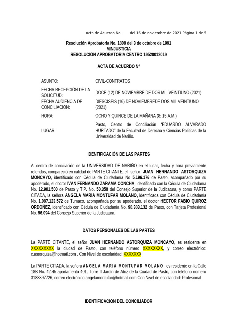 Acta de Acuerdo... | PDF