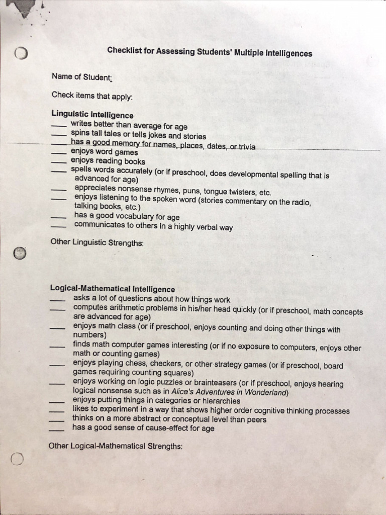 Assessing Multiple Intelligence | PDF