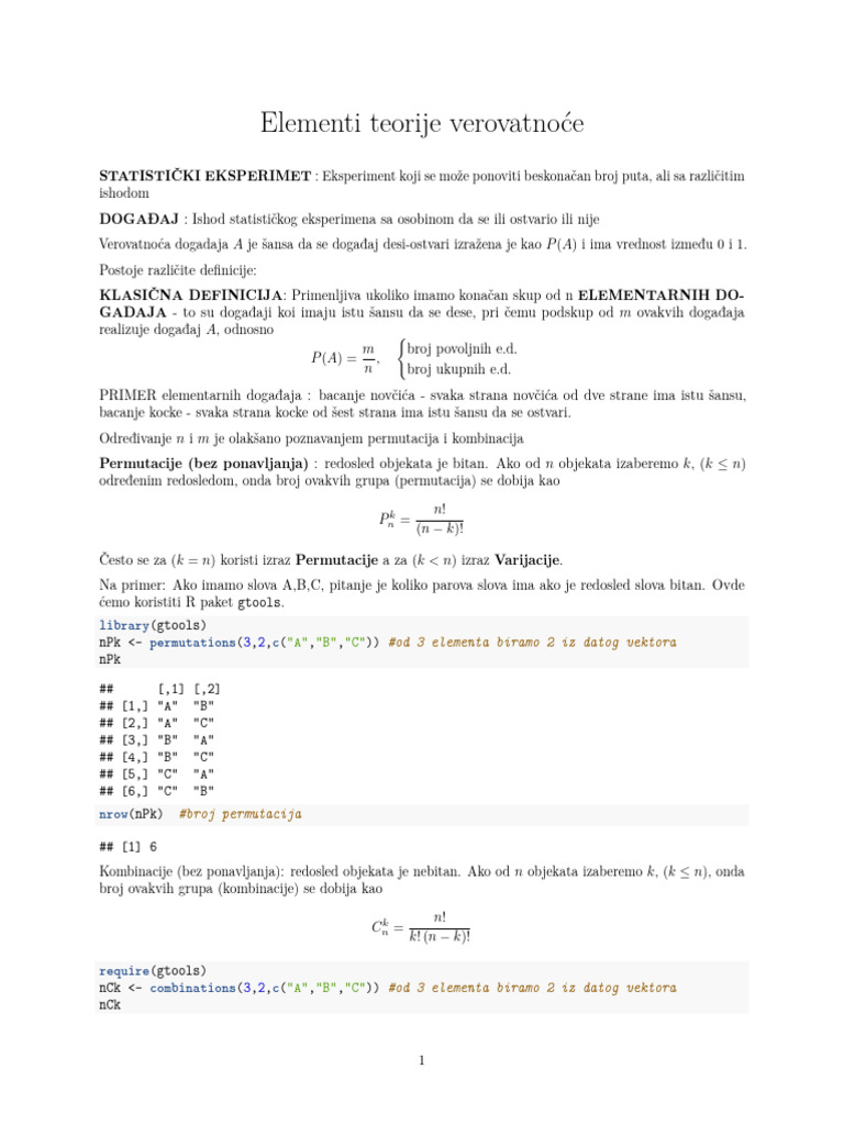 Elementi Teorije Verovatnoce | PDF