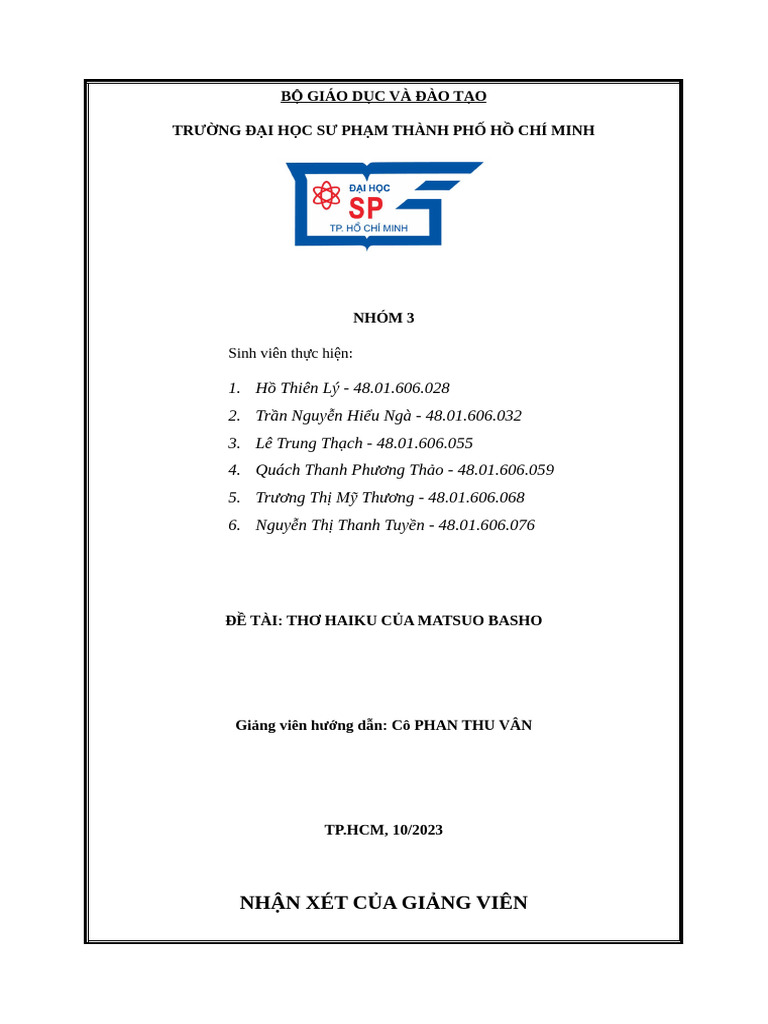 Nhóm 3 - Thơ Haiku C A Matsuo Basho - Ca 2 | PDF