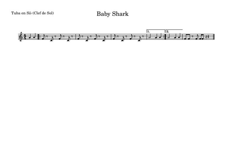 Baby Shark-Tuba en Sib (Clef de Sol) | PDF
