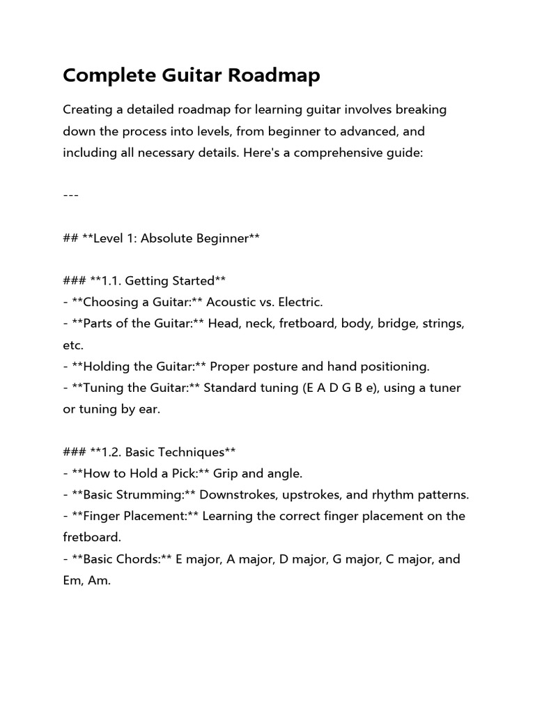 Complete Guitar Learning Roadmap | PDF | Guitars | Chord (Music)