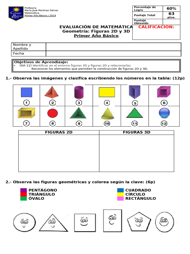 Evaluación Figuras 2D y 3D 2019 | PDF