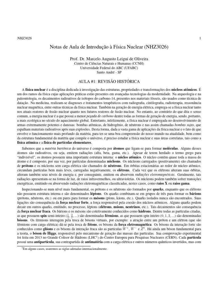 Aula01 | PDF | Elétron | Bóson de Higgs