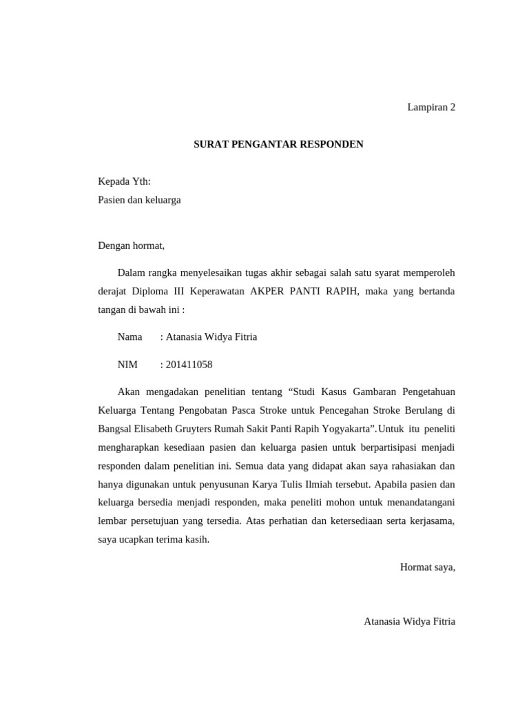Surat Pengantar Responden | PDF